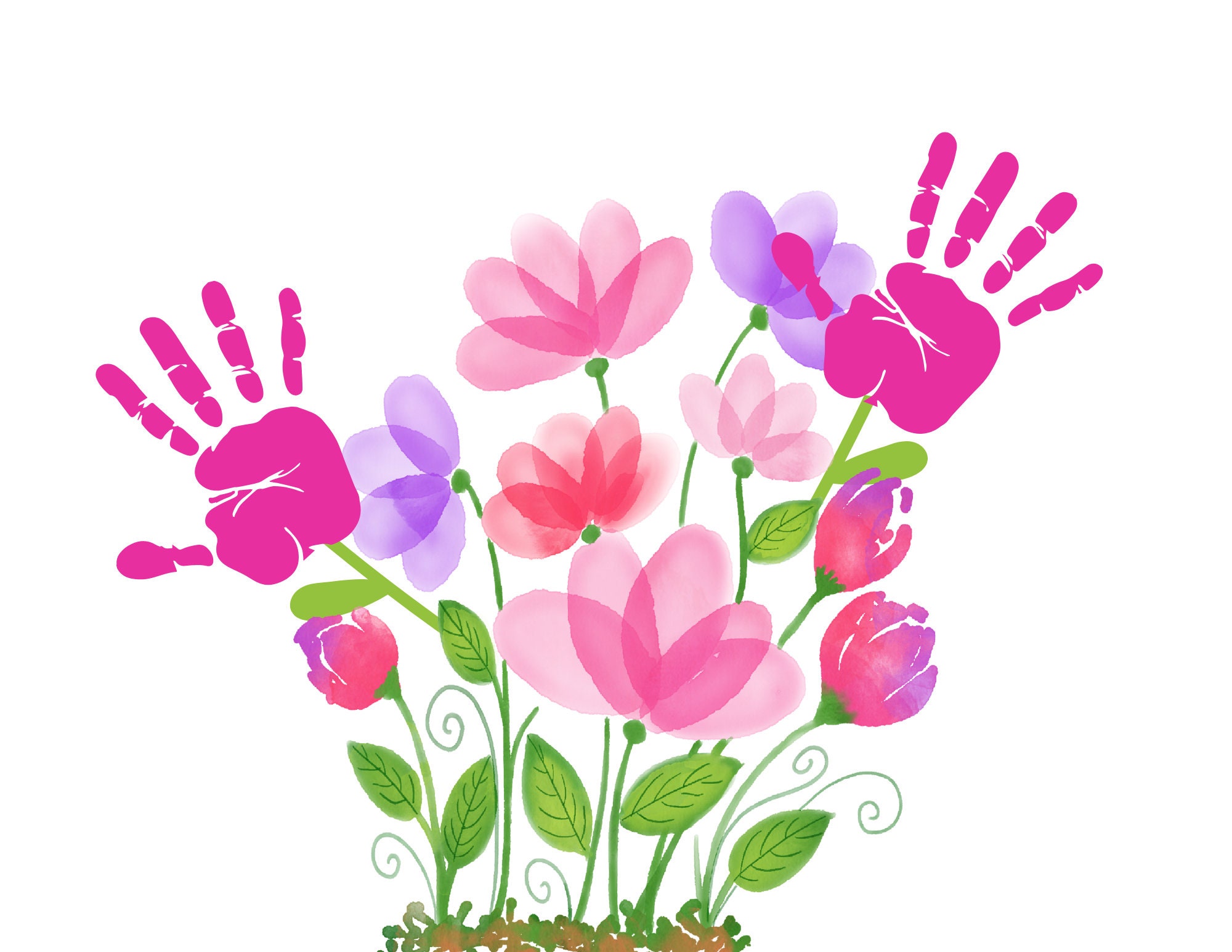 Hello Spring Wildflower Handprint Craft 8.5x11 Printable Instant ...