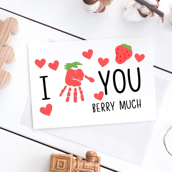I Love You Berry Much Card Handprint - Etsy