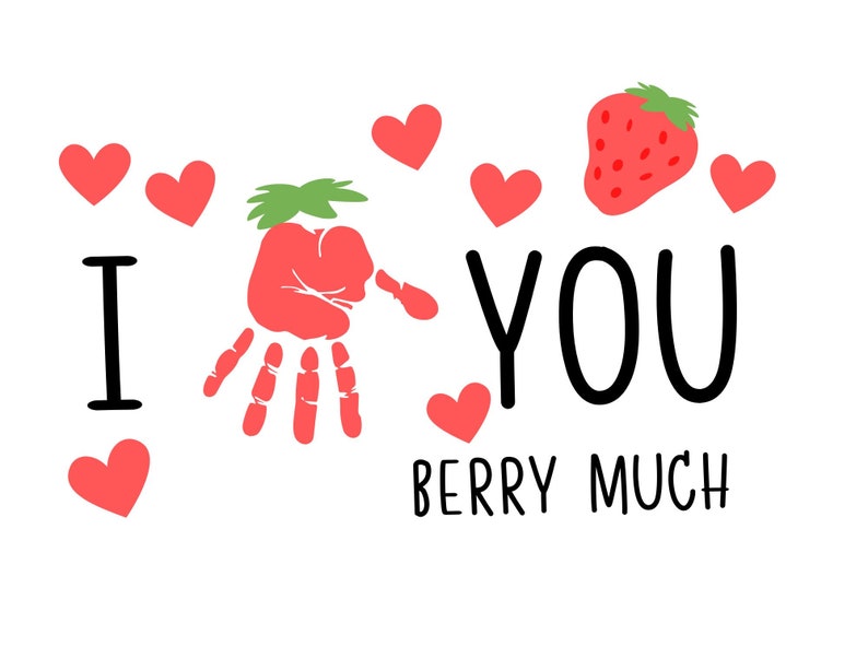 I Love You Berry Much DIY Valentine Card Baby Footprint Crafts Baby DIY ...