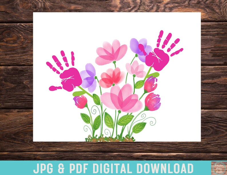 Hello Spring Wildflower Handprint Craft 8.5x11 Printable Instant ...