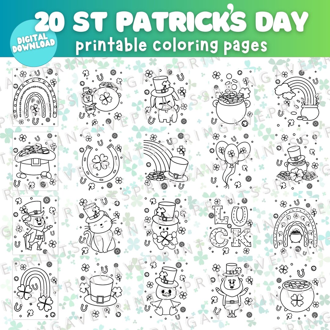 20 páginas para colorear imprimibles del día de San Patricio - Etsy España