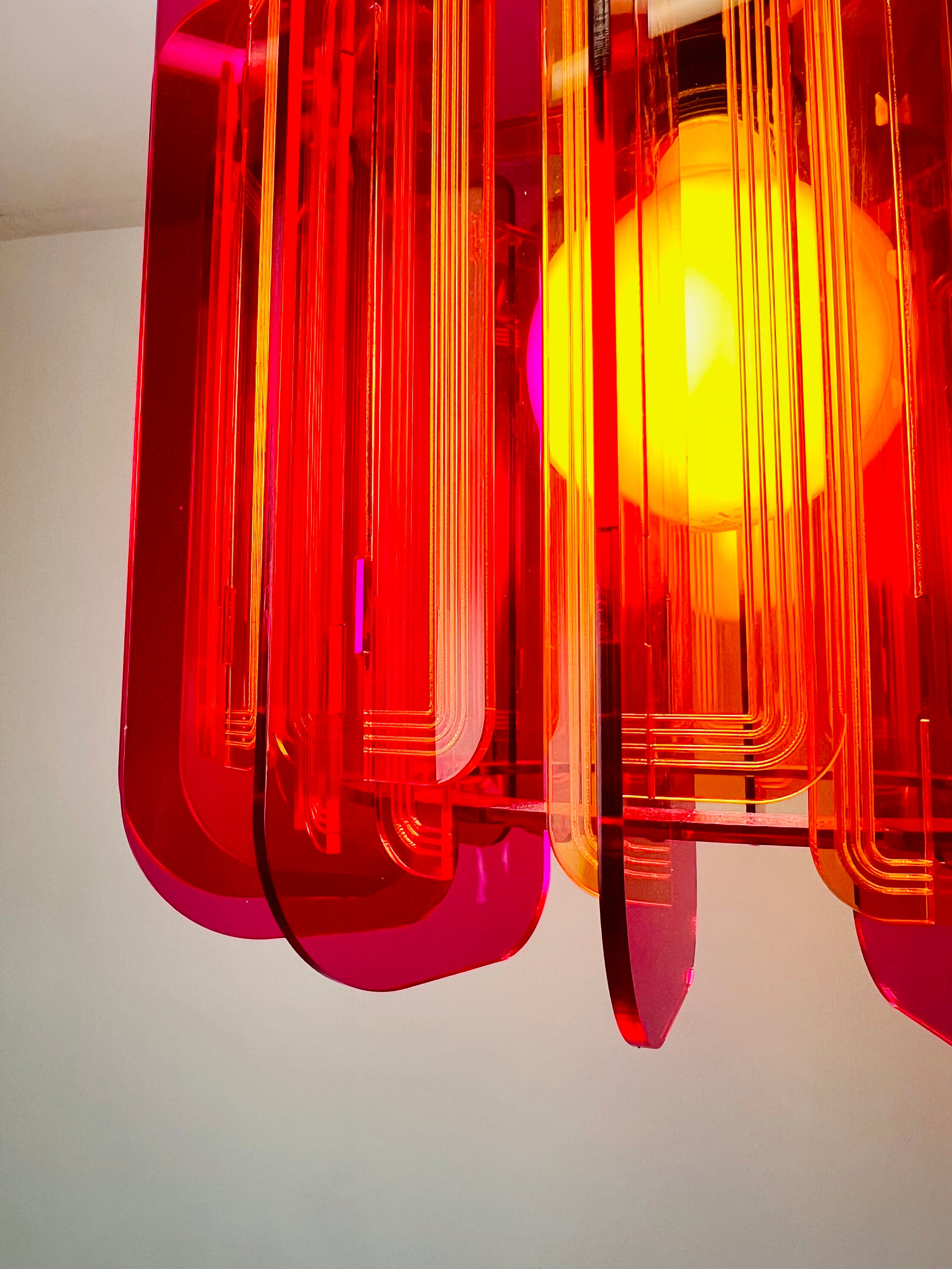 Pink & Orange Acrylic Pendant Lamp Shade: Mid-century Modern Lighting ...