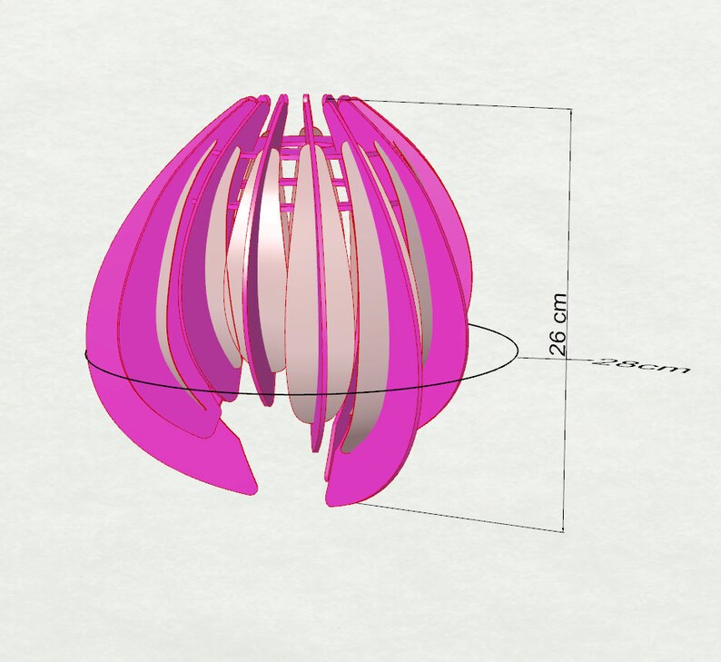 Feathered Pink Tulip Lamp Shade - 60's/70's Vintage Style | Pendant ...