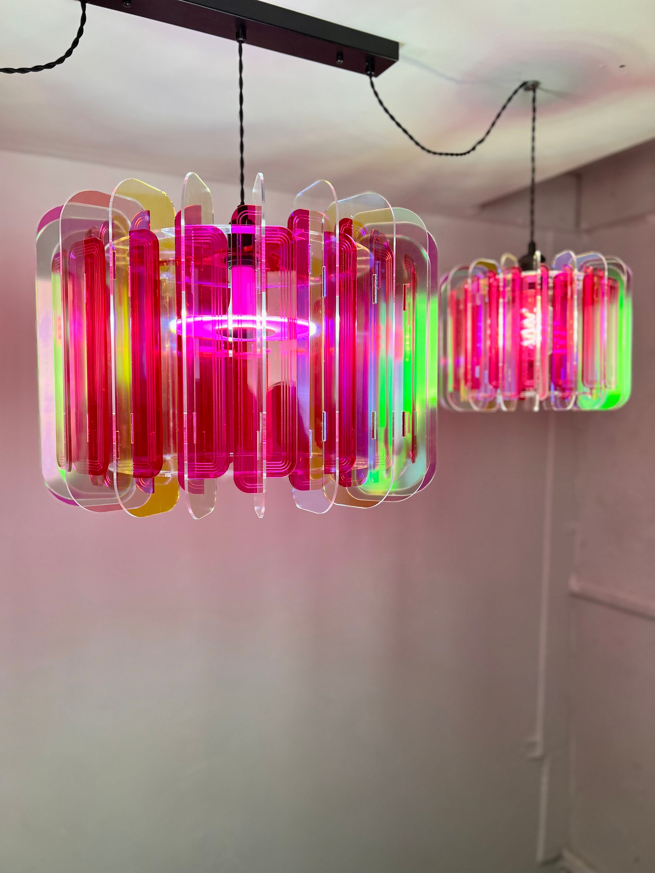 XL Iridescent Pink Poppy Lampshade: Maximalist Kitsch Lighting - Etsy