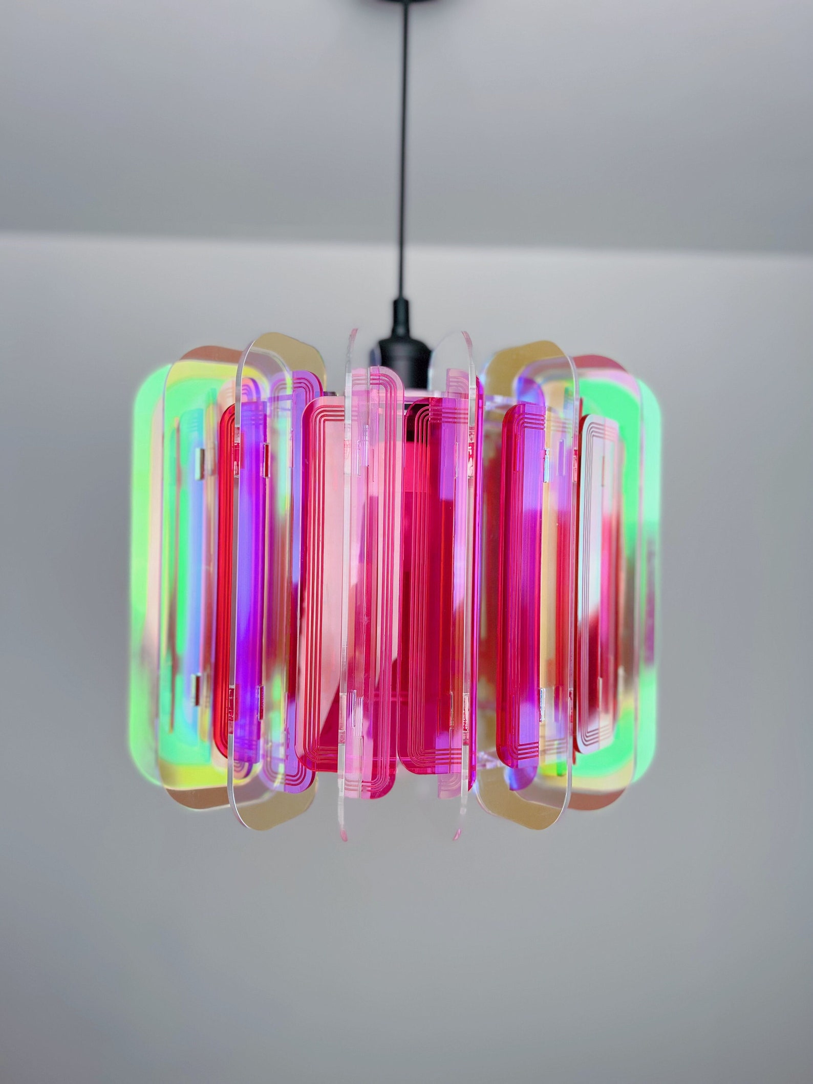 Iridescent Pink Opium Poppy Pendant Lamp Shade Mid Century Modern Decor ...