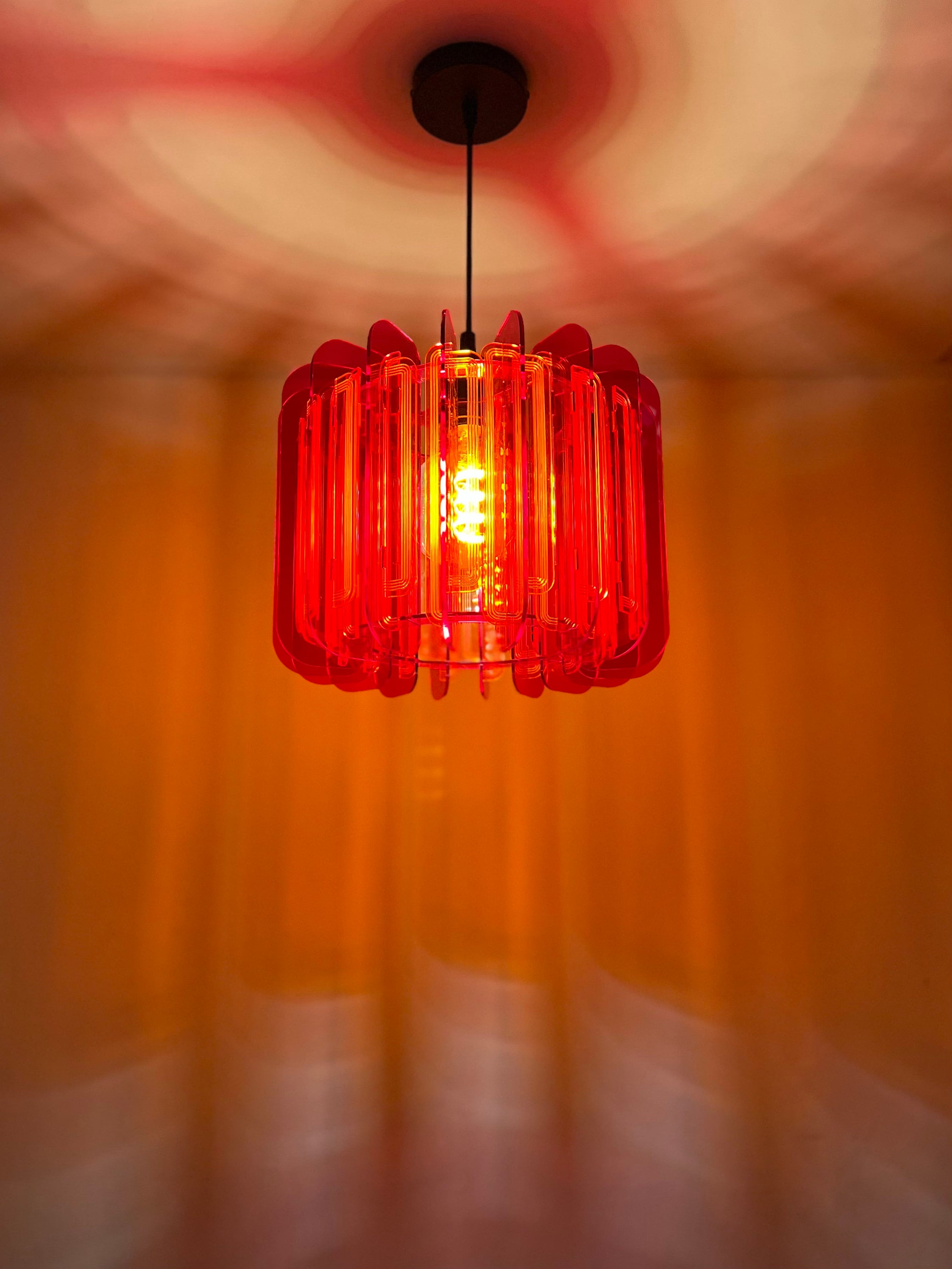 Pink & Orange Acrylic Pendant Lamp Shade: Mid-century Modern Lighting ...