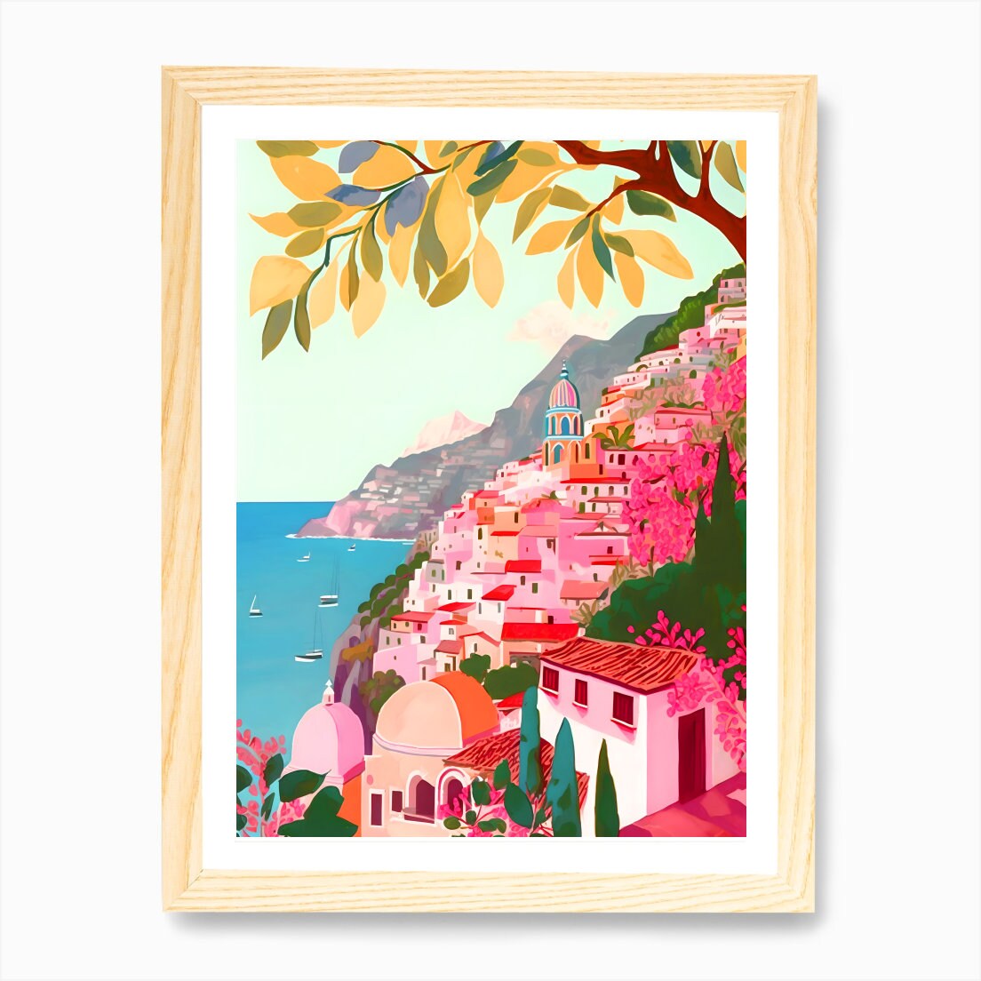 Positano Amalfi Coast Art Print - Italy Travel Poster - Europe Print ...