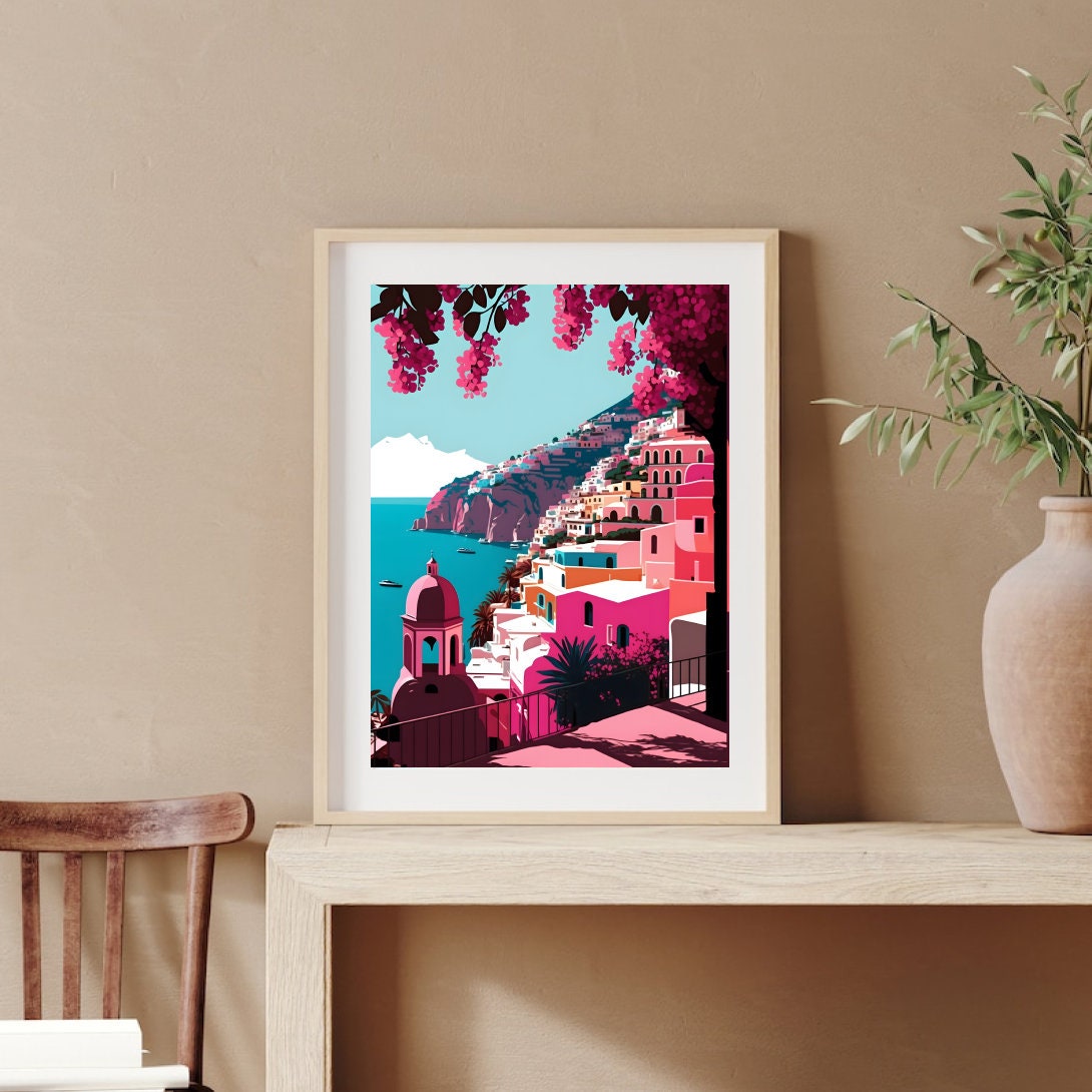 Positano Amalfi Coast Art Print - Italy Travel Poster - Europe Print ...