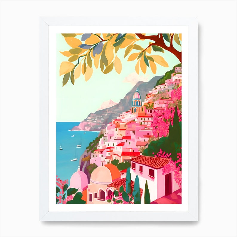 Positano Amalfi Coast Art Print - Italy Travel Poster - Europe Print ...