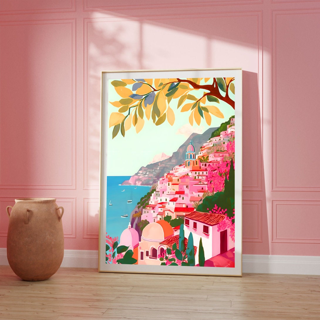 Positano Amalfi Coast Art Print - Italy Travel Poster - Europe Print ...
