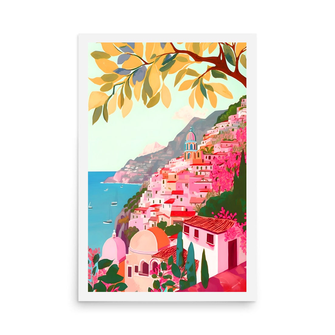 Positano Amalfi Coast Art Print - Italy Travel Poster - Europe Print ...