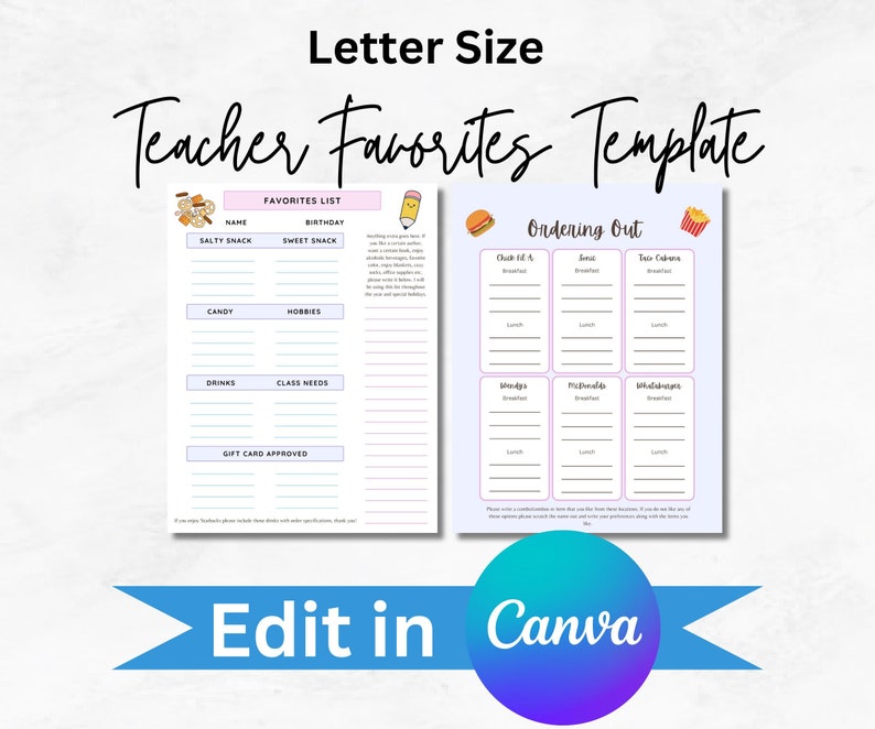 Editable Teacher Favorites Template, Customizable Teacher Favorites ...