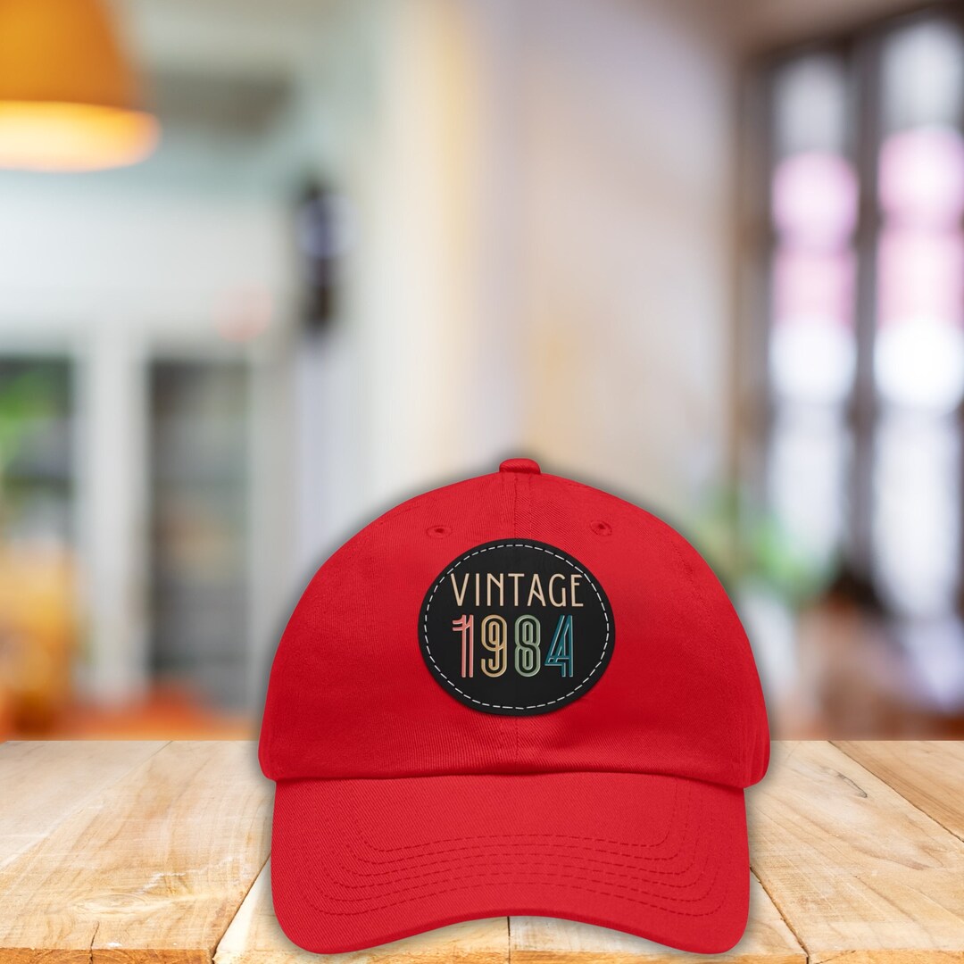 40th Birthday Vintage Hat With Leather Patch Round, Vintage 1984 Dad ...