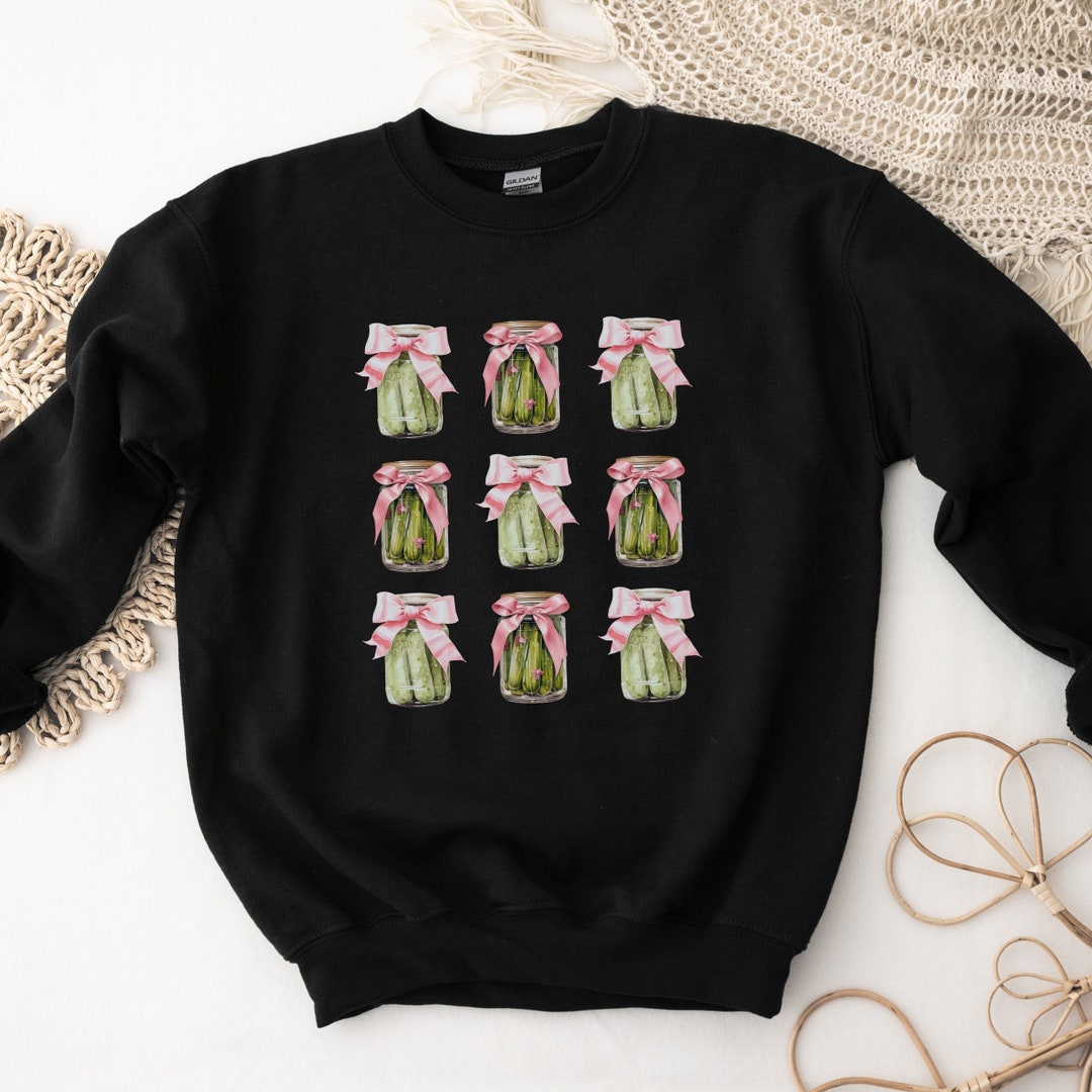 Coquette Canned Pickles Pink Bow Sweatshirt,viral Pickles Sweater ...