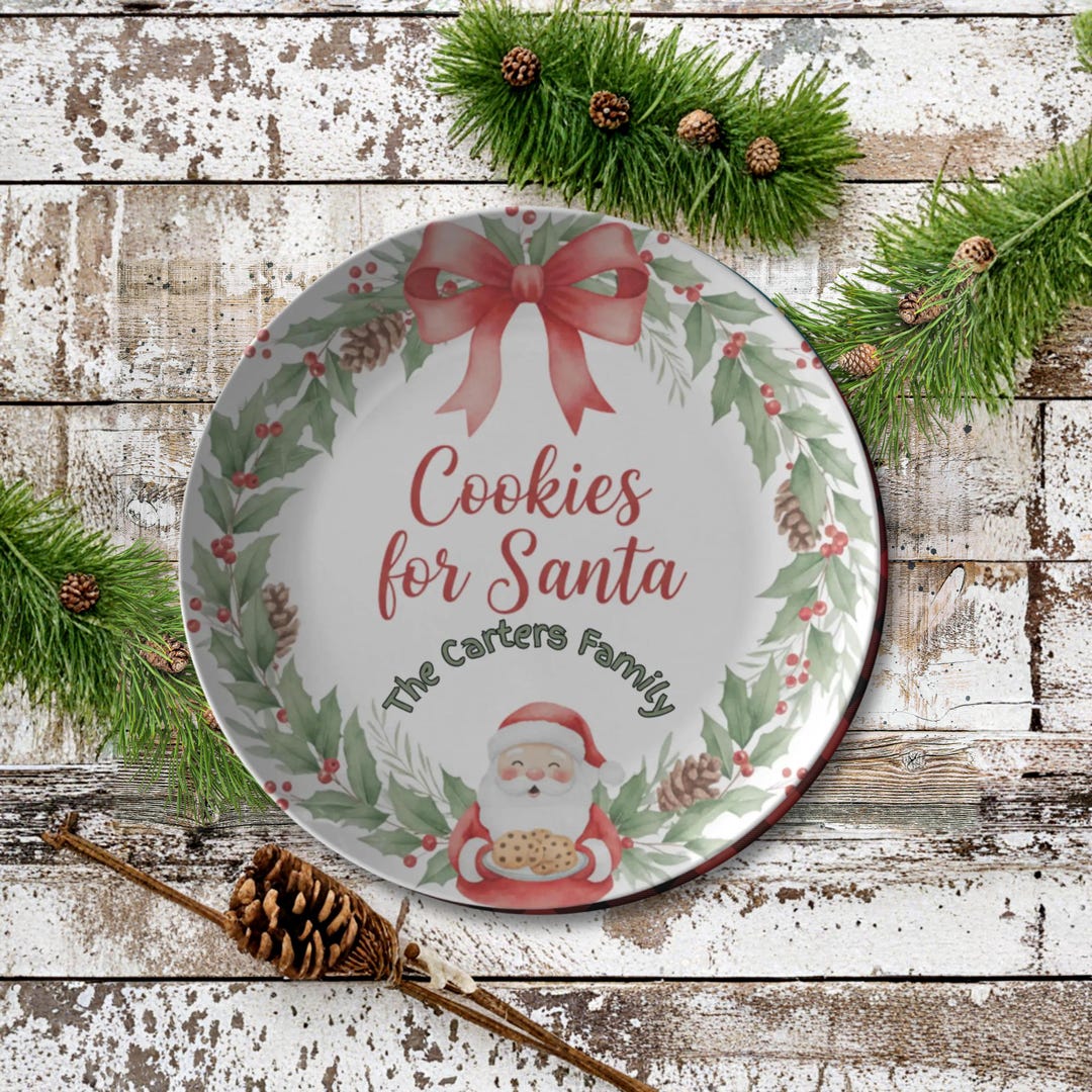 Cookies for Santa Plate 10" , Personalized Kids Name Christmas Eve ...