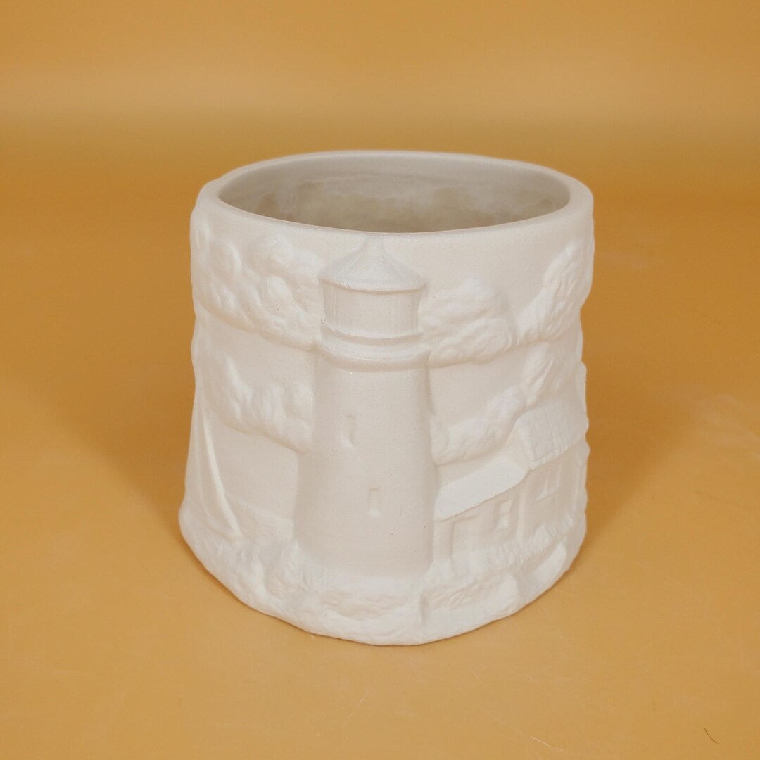 Lighthouse Cup/planter - Slip Cast Ceramic Bisqueware - Ready to Paint ...