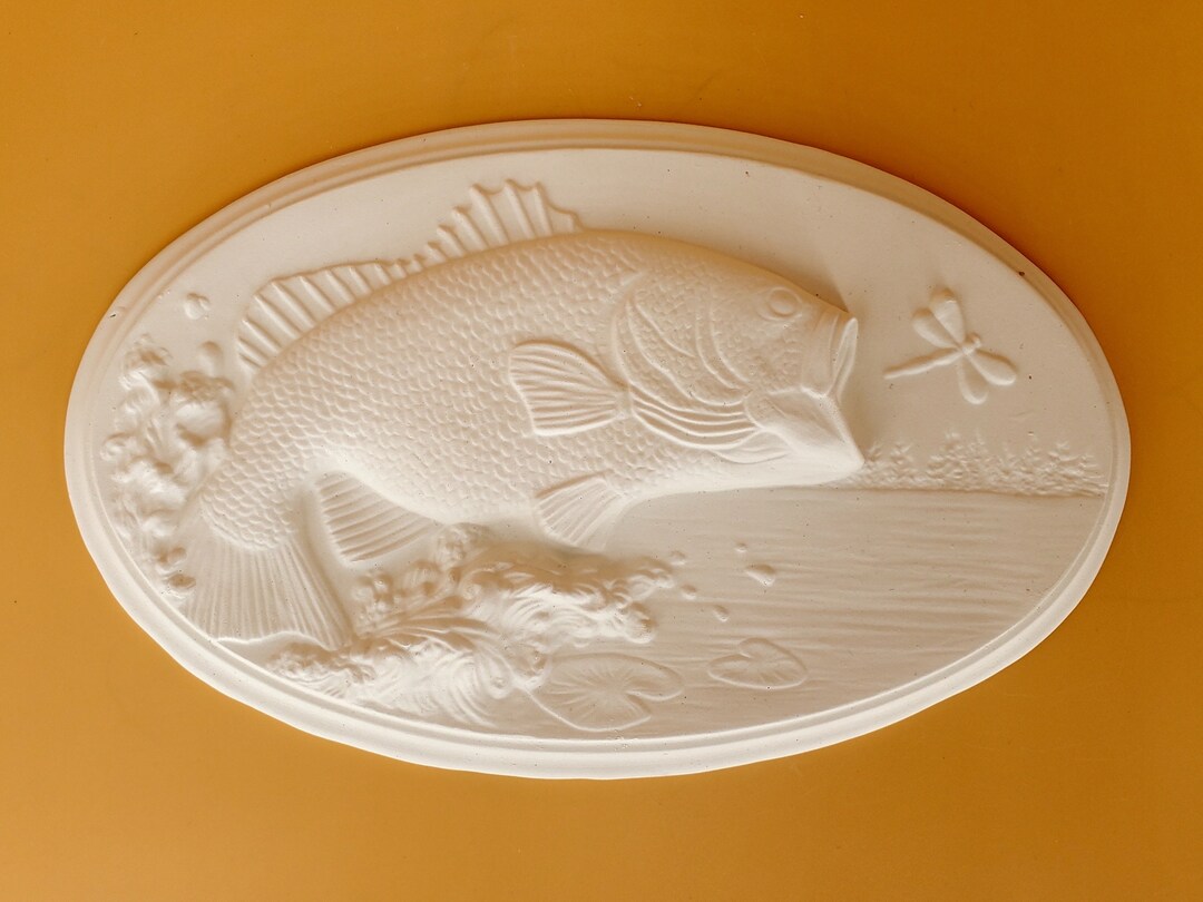 Bass Fish Plaque - Slip Cast Ceramic Bisqueware - Ready to Paint ...