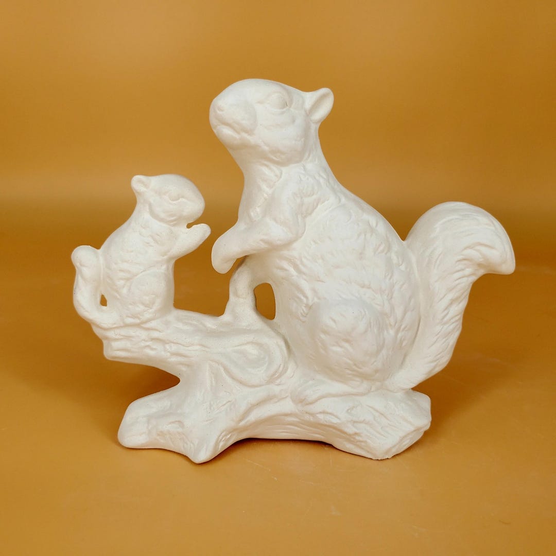 Squirrel Family on Branch - Slip Cast Ceramic Bisqueware - Ready to ...