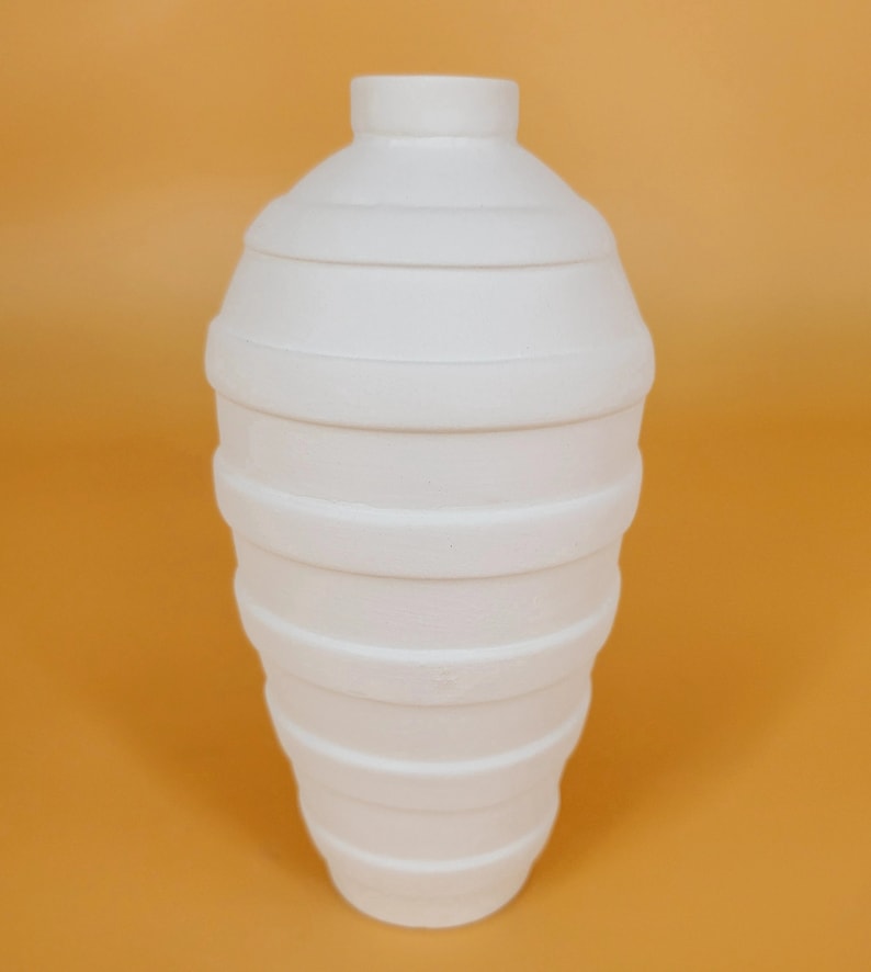 Ribbed Vase - Slip Cast Ceramic Bisqueware - Ready to Paint ...