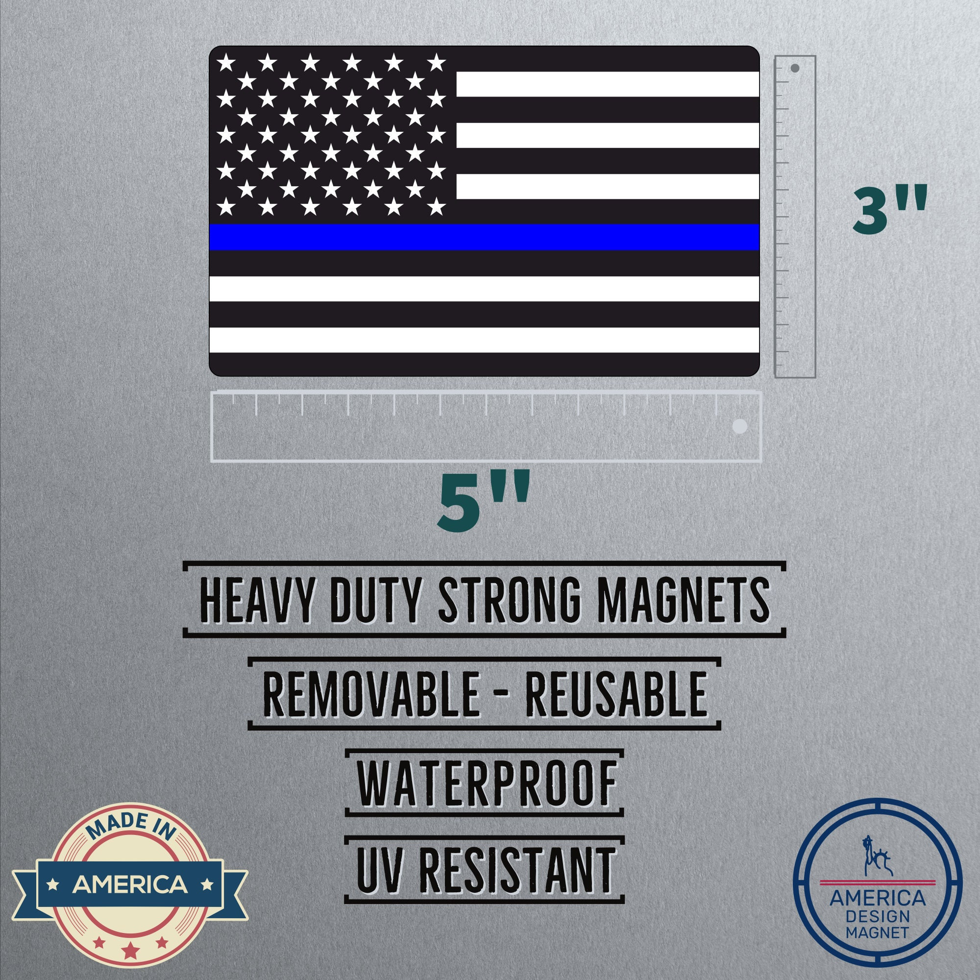 5" Usa Flag Blue Line Car Magnet, American Flag Blue Line Car Magnet - Etsy