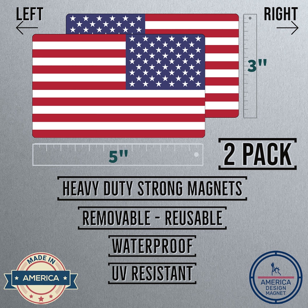 5" Usa Flag Car Magnet, 2 Pack, Left Side - Right Side, American Flag ...