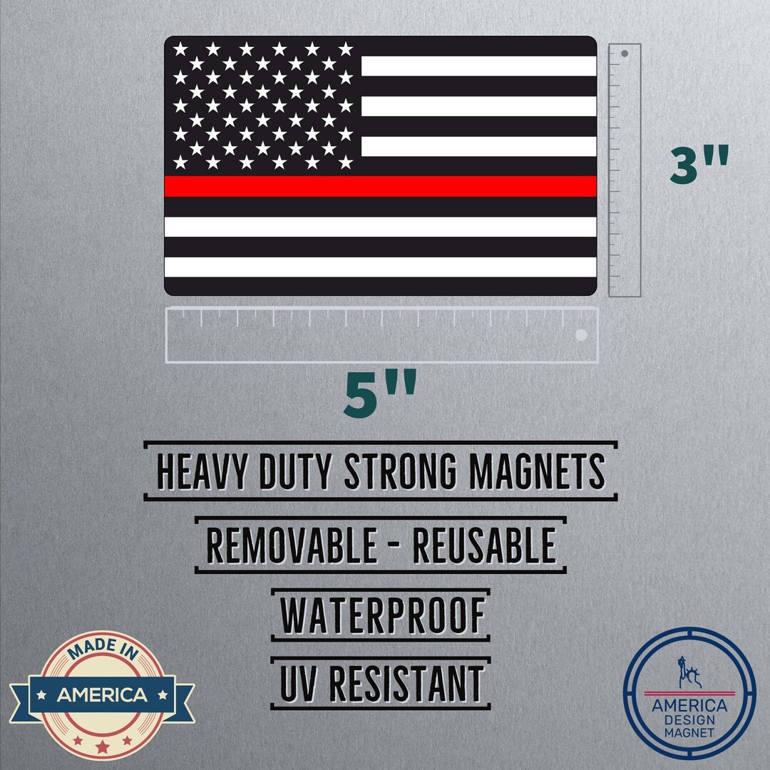 5" Usa Flag Red Line Car Magnet, American Flag Red Line Car Magnet - Etsy