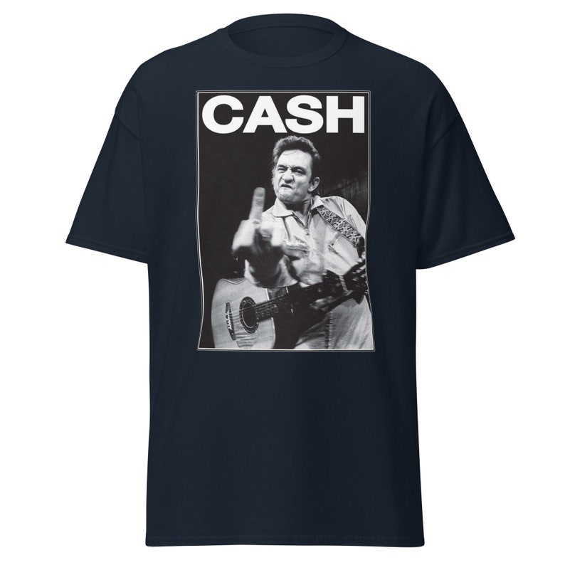 Johnny Cash Giving Middle Finger Shirt Men's Unisex Tee Funny Shirt ...