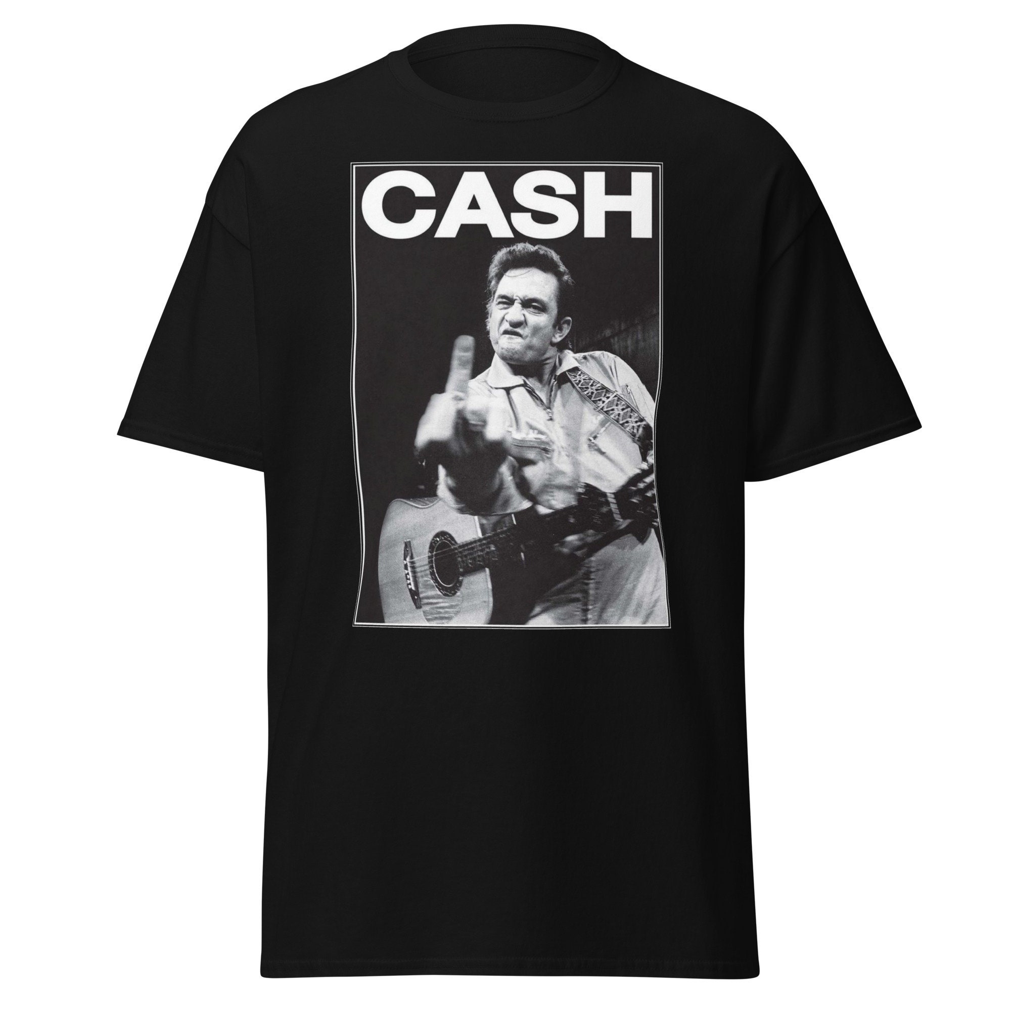 Johnny Cash Giving Middle Finger Shirt Men's Unisex Tee Funny Shirt ...