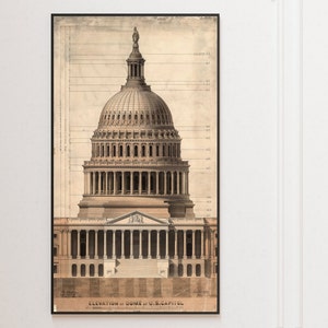 US Capitol Hill Digital Art Printable Watercolor Print Drawing Ink 19th ...