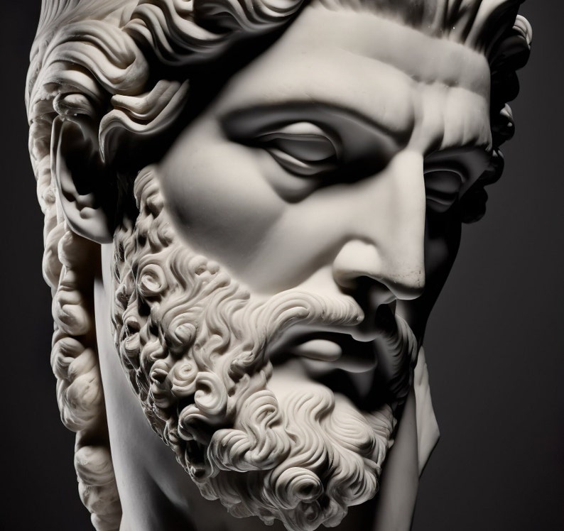 Downloadable Digital Art Printable Roman Bust Marble Black & White ...