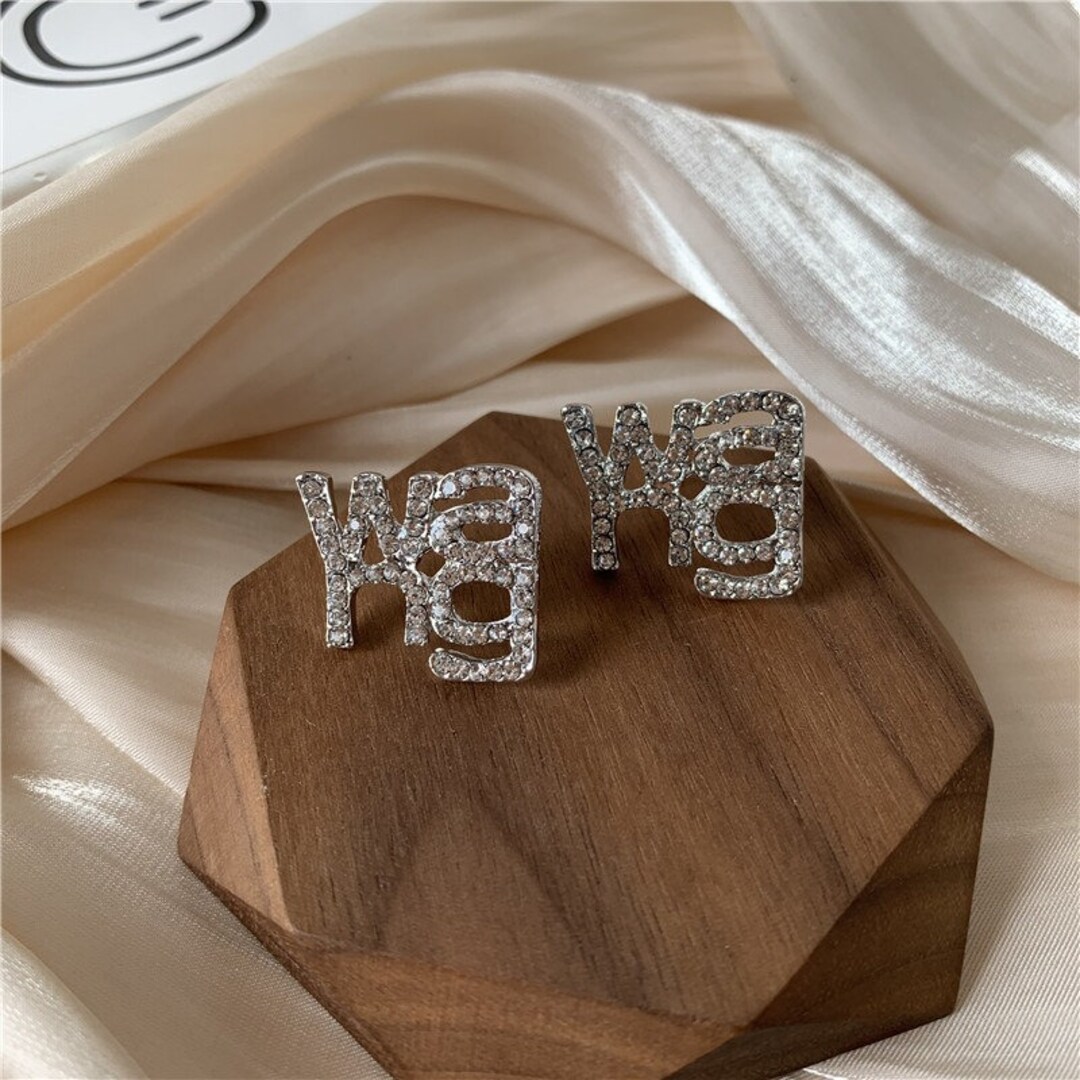 Rhinestone Letter Wang, Iced Out Earrings, Diamond Earrings, Gifts for ...