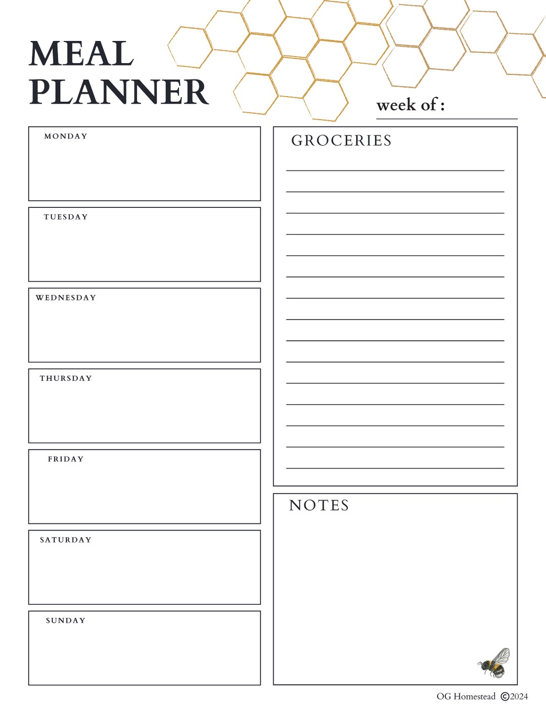 Printable Weekly Meal Planner - Etsy