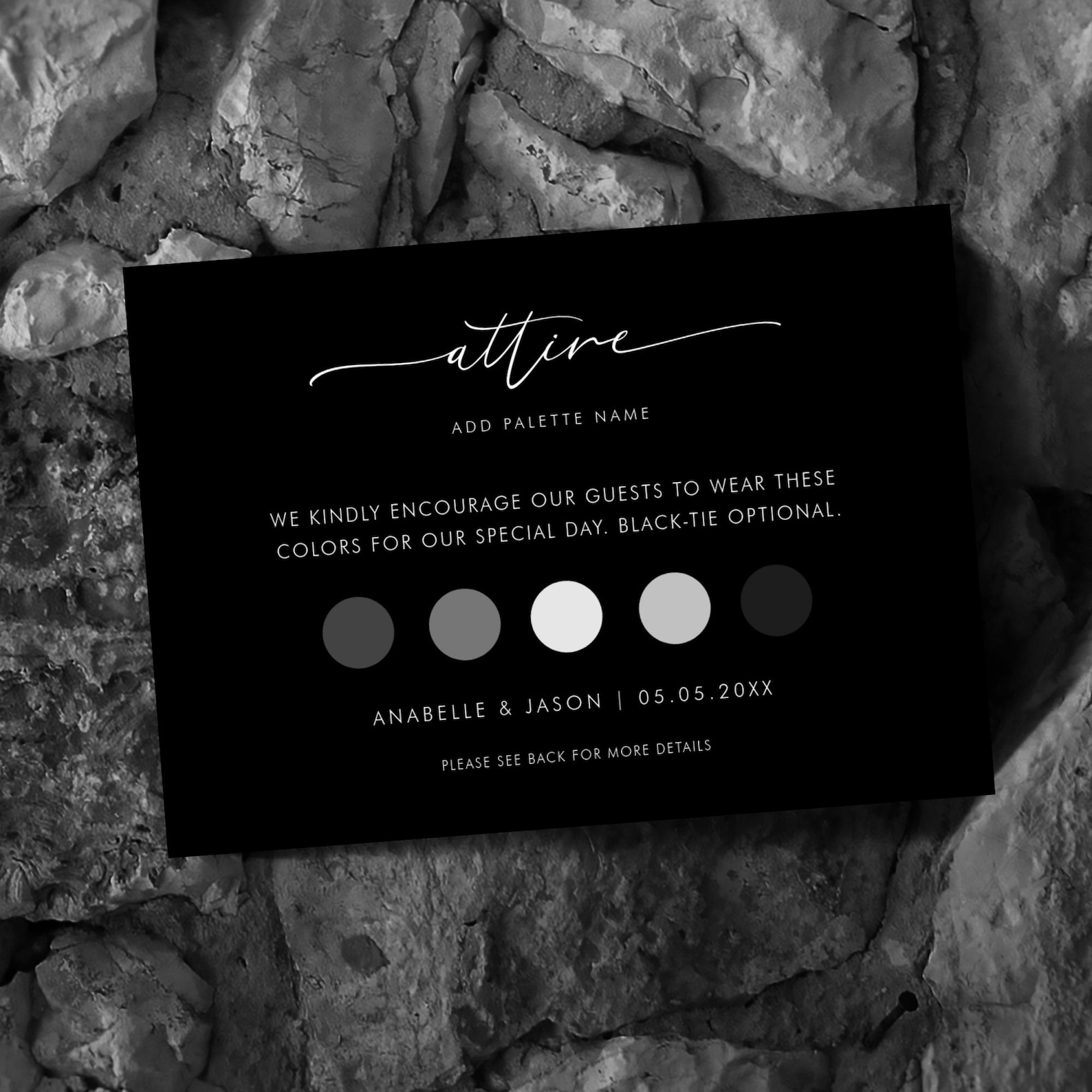 Elegant Black Dress Code Wedding Enclosure Card - DIY Wedding Attire ...