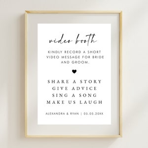 Digital Wedding Video Booth Sign Poster Modern Rustic Script Wedding ...