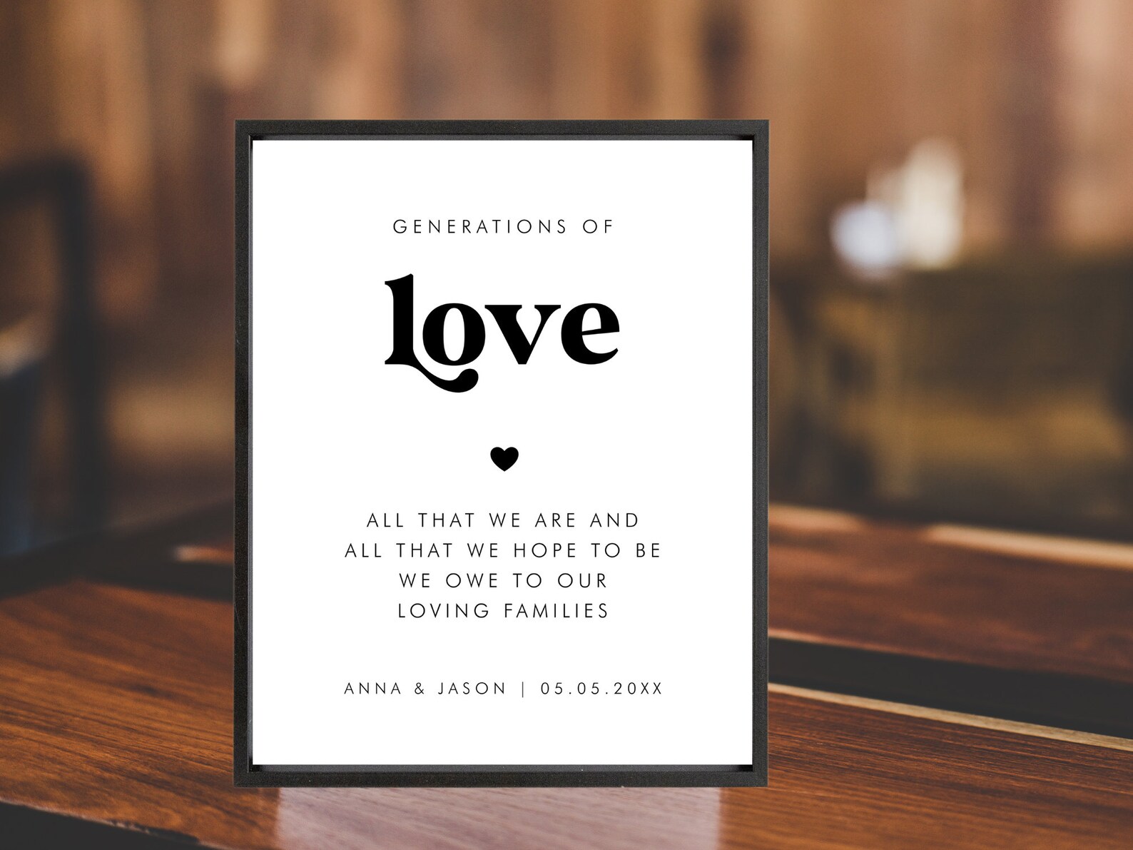 Editable Generations of Love Wedding Sign Digital Script Heart Wedding ...