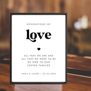 Editable Generations of Love Wedding Sign Digital Script Heart Wedding ...