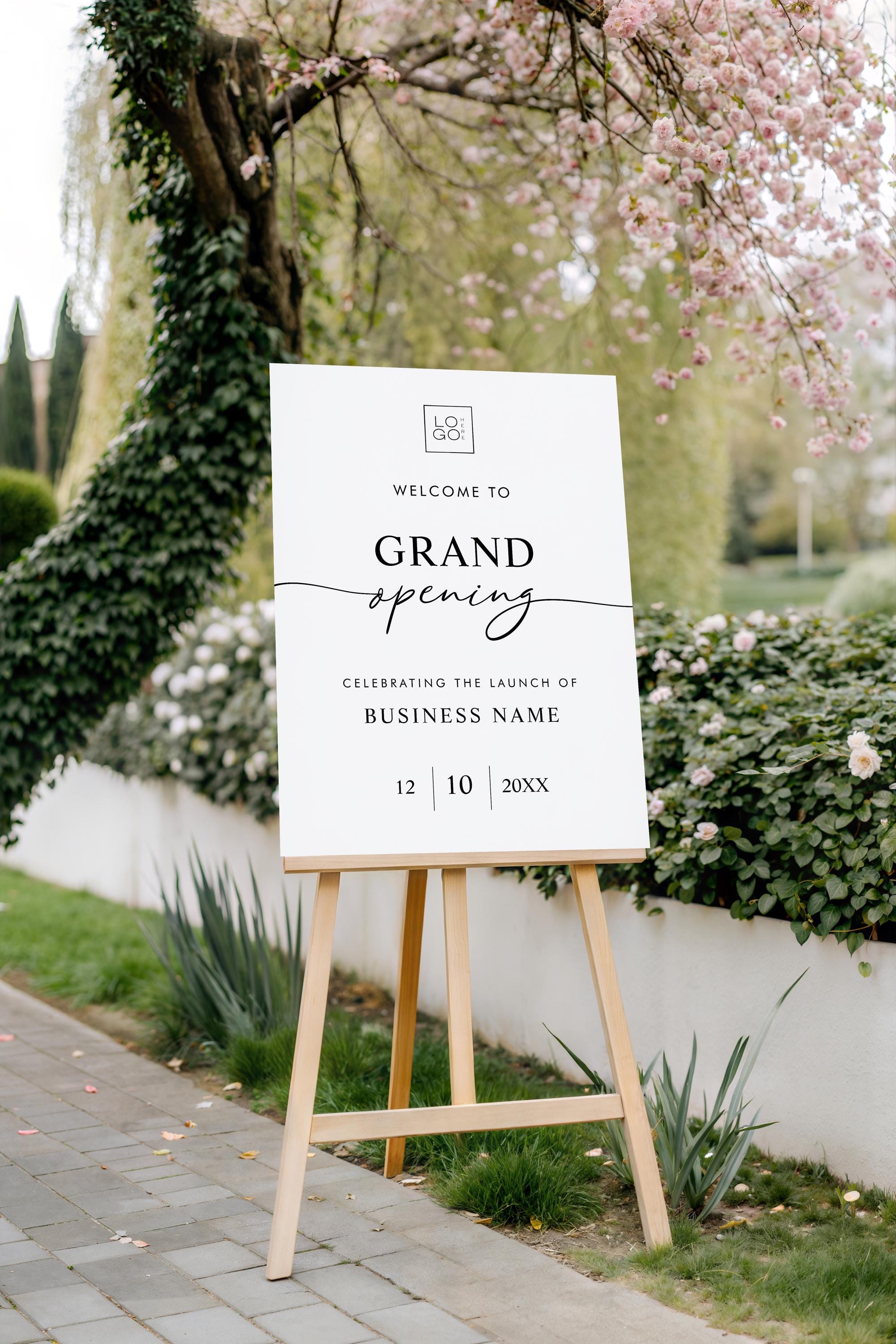 Grand Opening Welcome Sign 18x24: Business Launch Event Sign, Editable ...