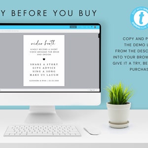 Digital Wedding Video Booth Sign Poster Modern Rustic Script Wedding ...