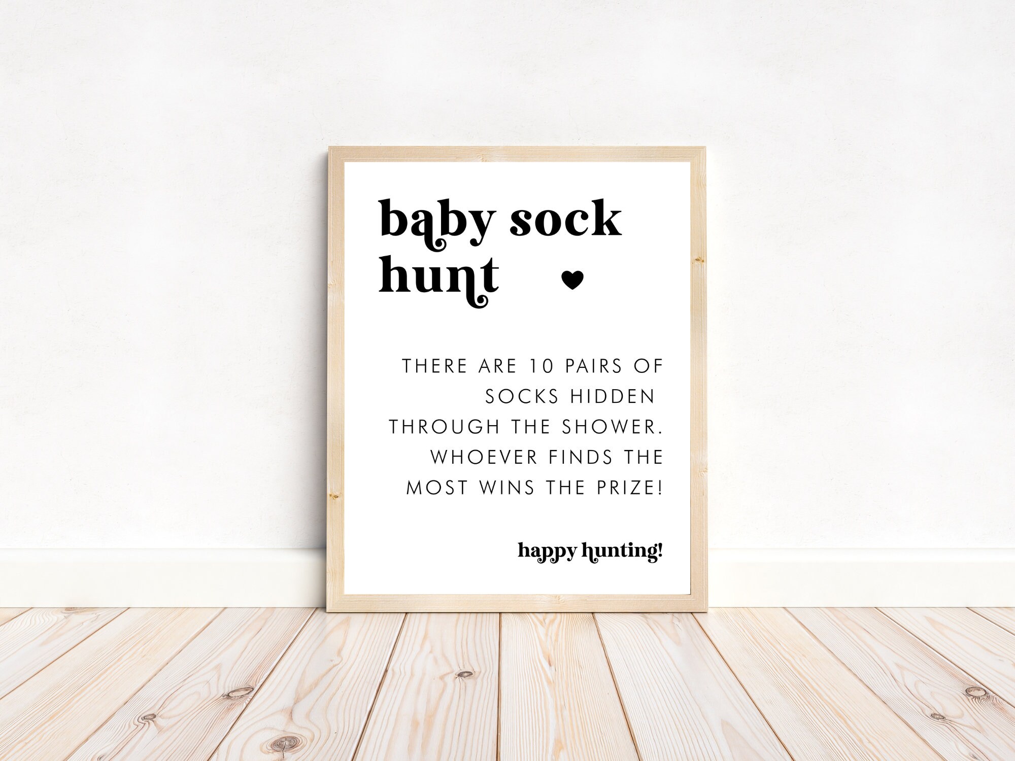 DIY Baby Sock Hunt Baby Shower Sign Retro Typography Baby Shower Sign ...