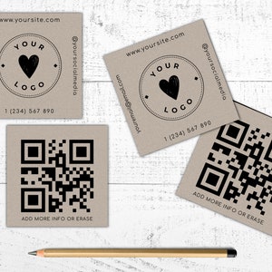 Kraft Paper Look Geometric QR Code Logo Earthy Template Square Business ...