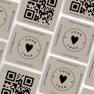 Kraft Paper Look Geometric QR Code Logo Earthy Template Square Business ...