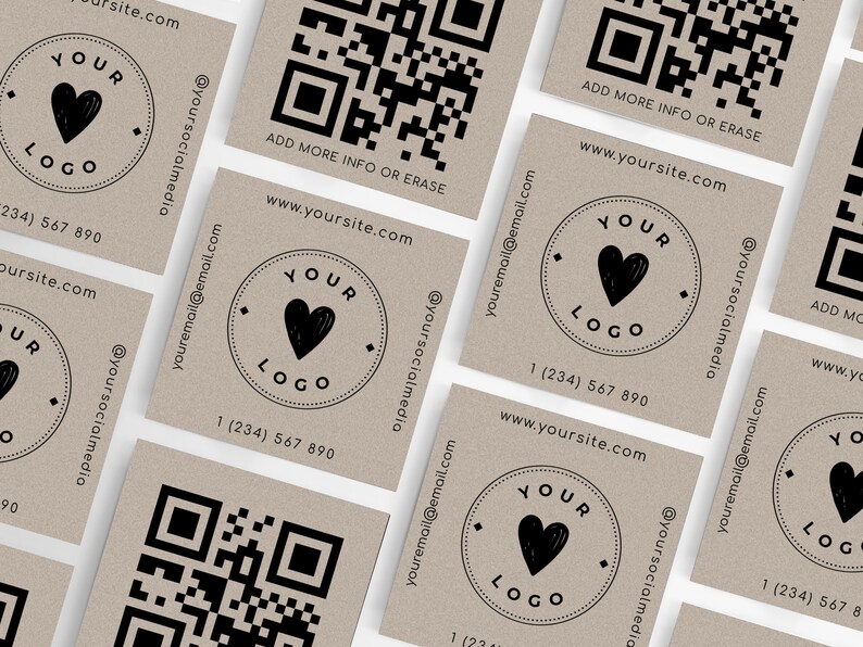 Kraft Paper Look Geometric QR Code Logo Earthy Template Square Business ...