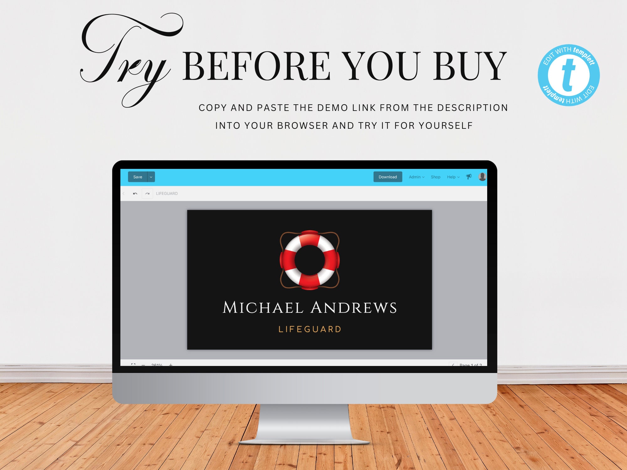 Lifeguard Business Card Template Red and White Lifebuoy Professional ...