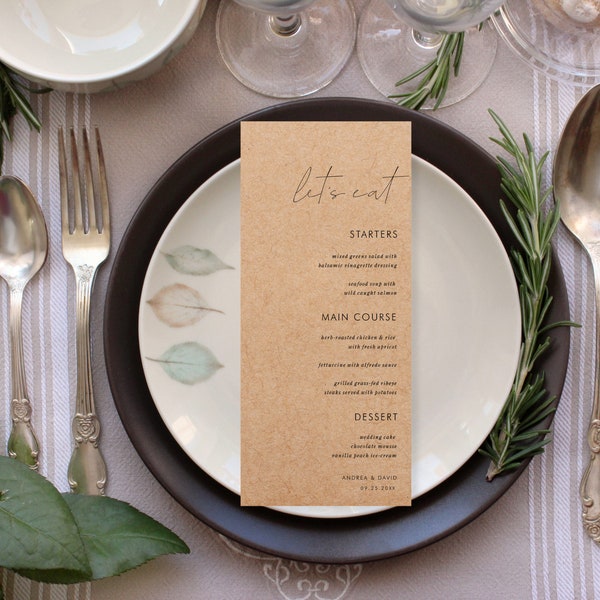 Simple Wedding Menu - Etsy