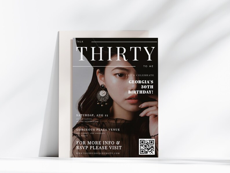 30th Birthday Magazine Cover Invitation: Custom Photo, DIY Editable ...