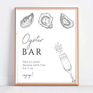 Digital Oyster Bar Sign - DIY White Black Oyster Bar Poster - Oysters ...