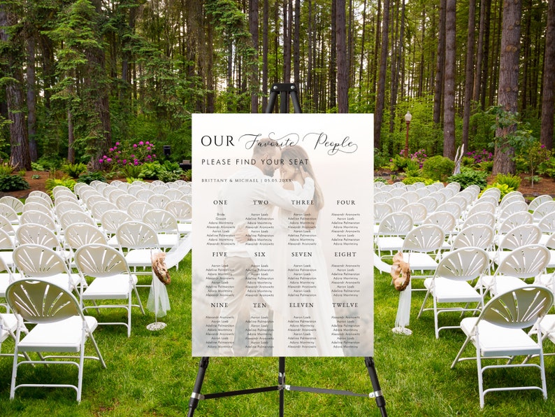 12 Tables Wedding Seating Chart Sign - Digital Light Faded Photo ...