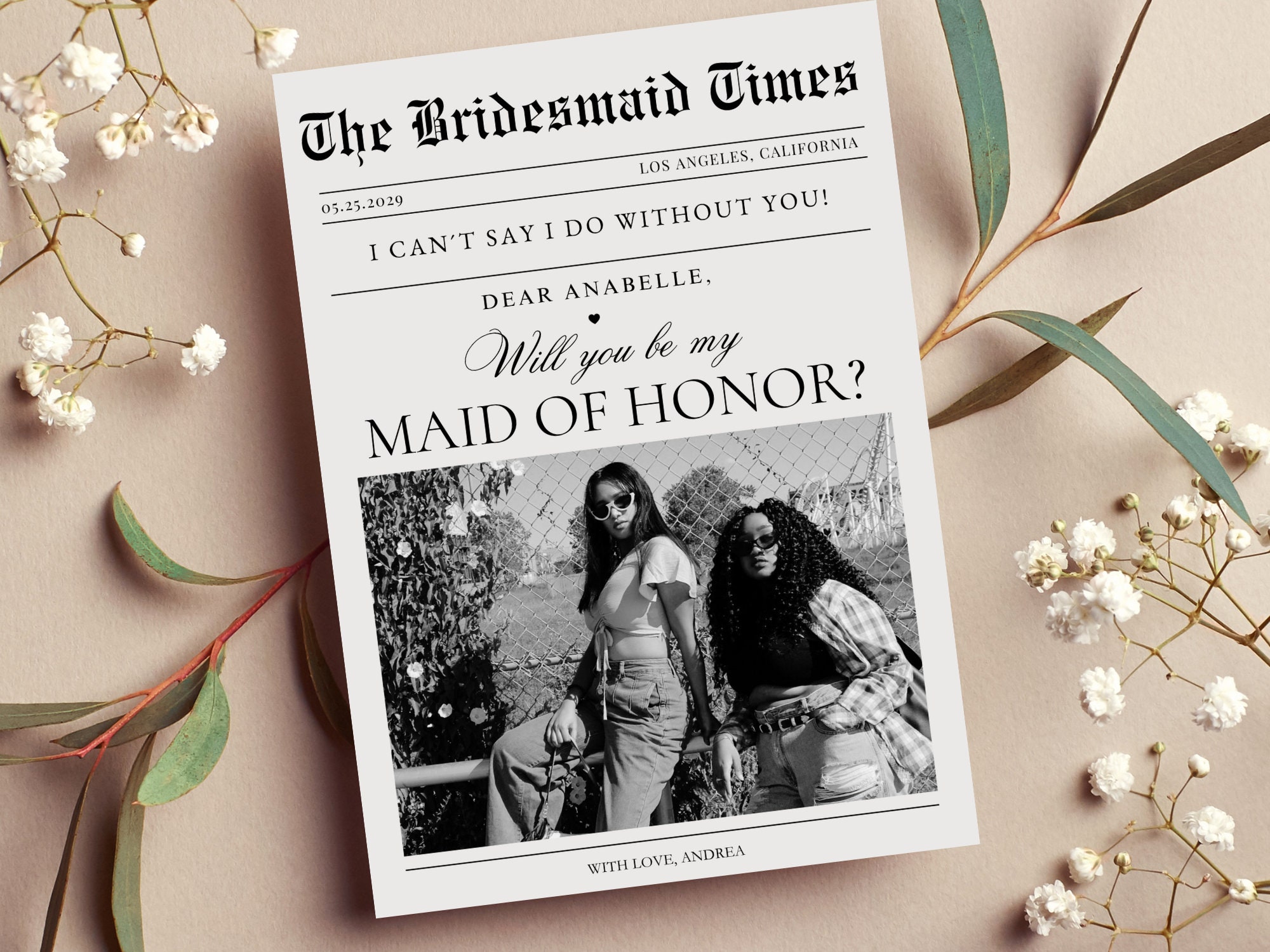 Vintage Newspaper Maid of Honor Proposal Will You Be My Maid of Honor ...