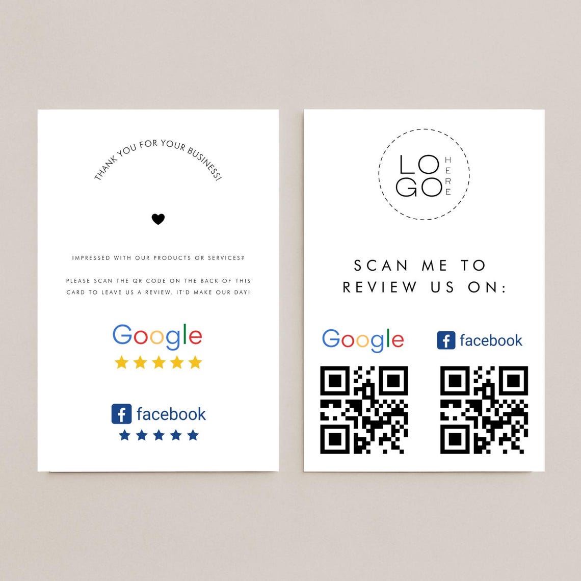 Customizable QR Code Business Card Template: Scan to Review Google ...