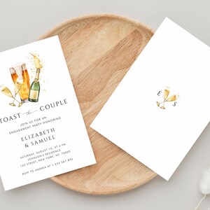 Let's Toast the Couple Wedding Shower Engagement Invite Digital ...